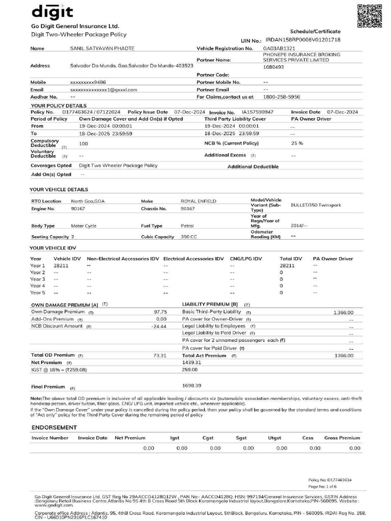 Bullet Insurance 2024-25 | PDF