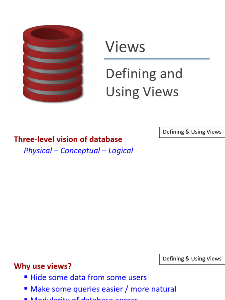 Lecture-17 Views | PDF | Databases | Information Technology