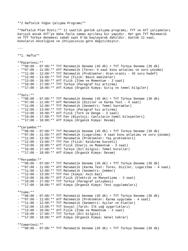 2 Week Study Schedule | PDF