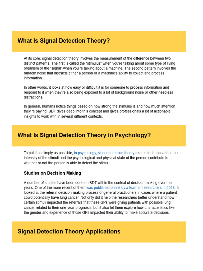 Signal Detection Theory | PDF | Cognitive Psychology | Cognitive Science