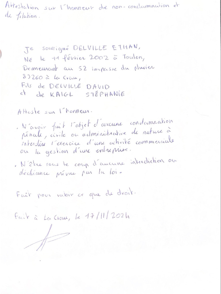 Attestation de Non Condamnation | PDF