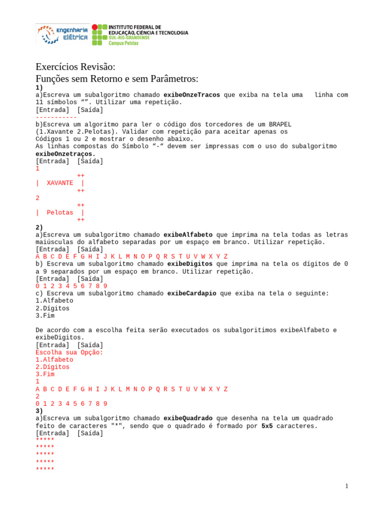 EE_Exercicios_1 | PDF | Algoritmos | Número inteiro