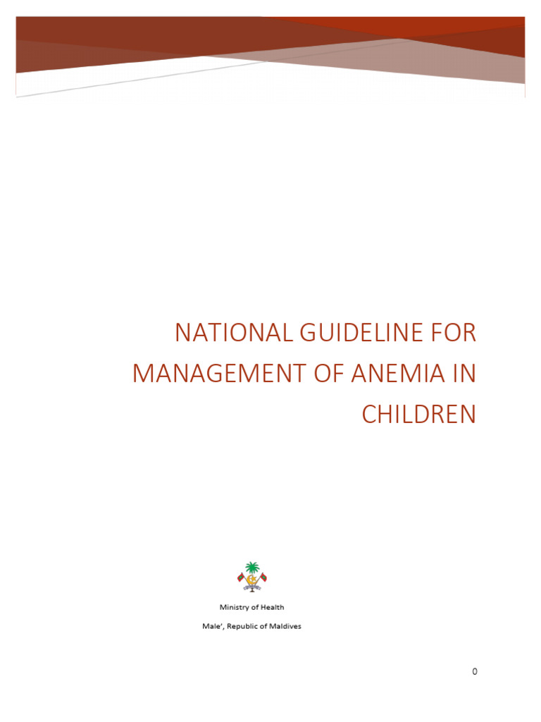 National Guideline For Management of Anemia in Children: Male ...