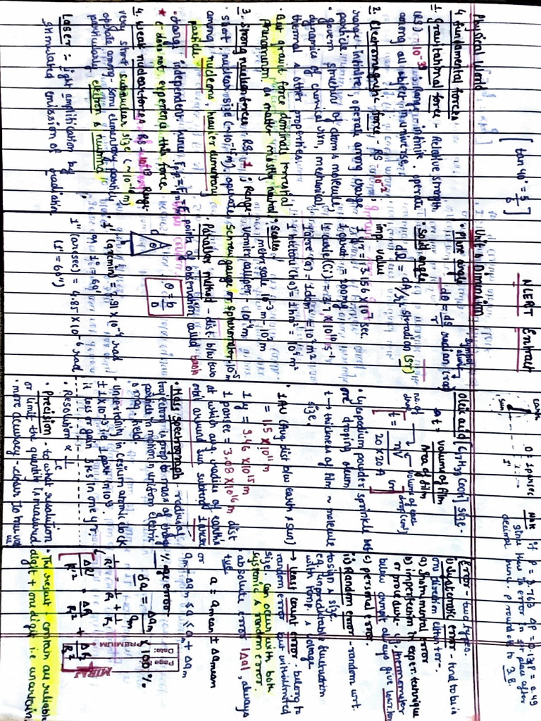 Unit and Dimension Short Notes | PDF Unit and Dimension Short Notes | PDF
