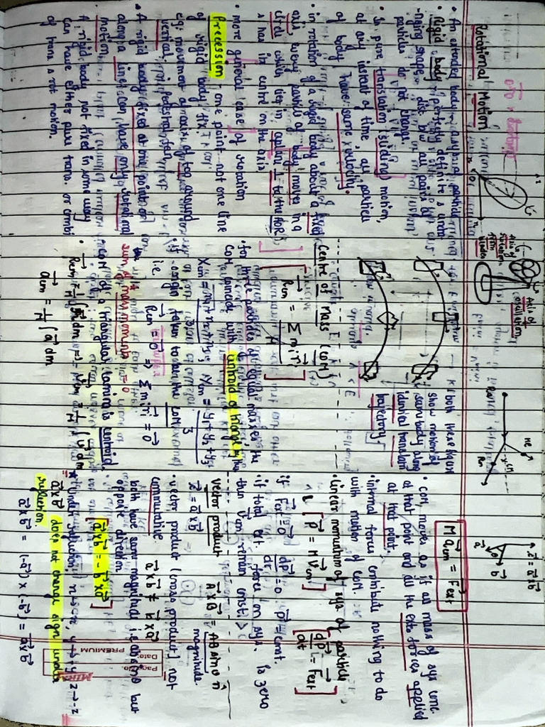 ROTATIONAL MOTION NCERT SHORT NOTES | PDF