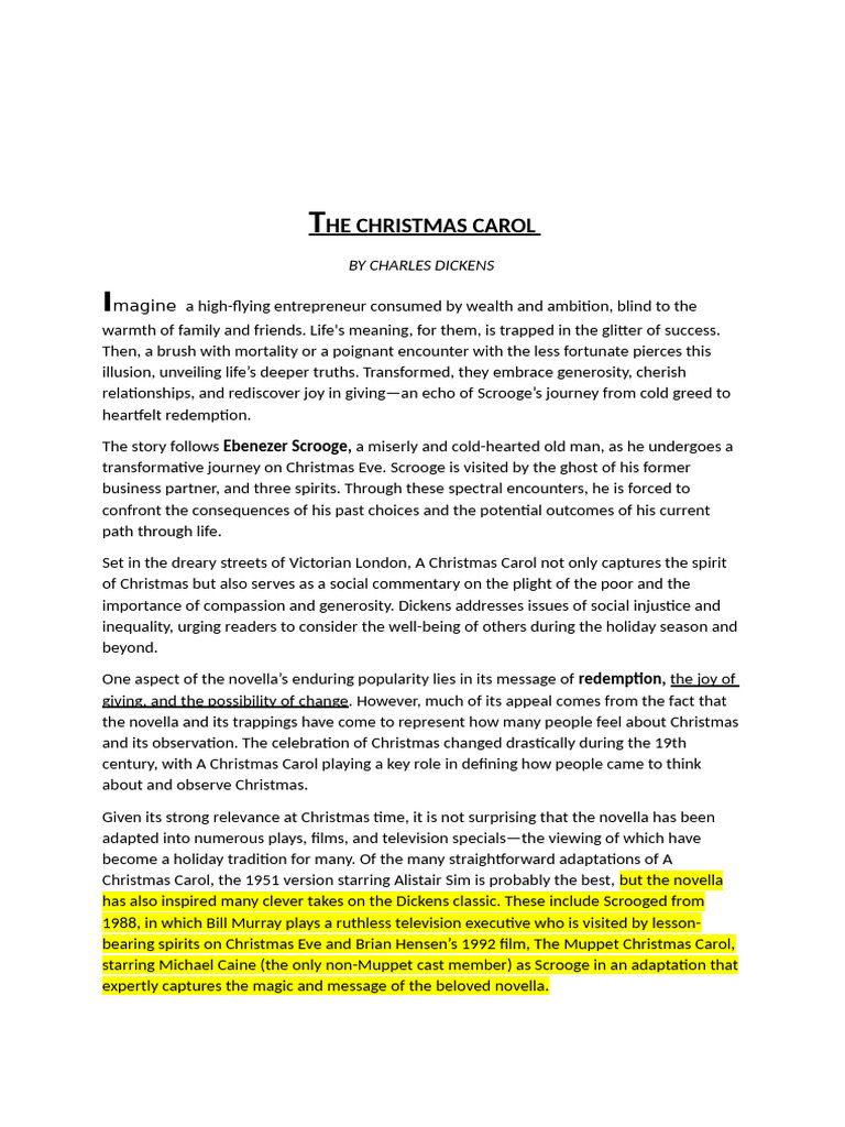 THE CHRISTMAS CAROL | PDF | A Christmas Carol | Ebenezer Scrooge