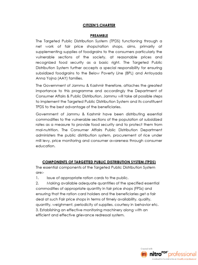 Citizen Charter | PDF