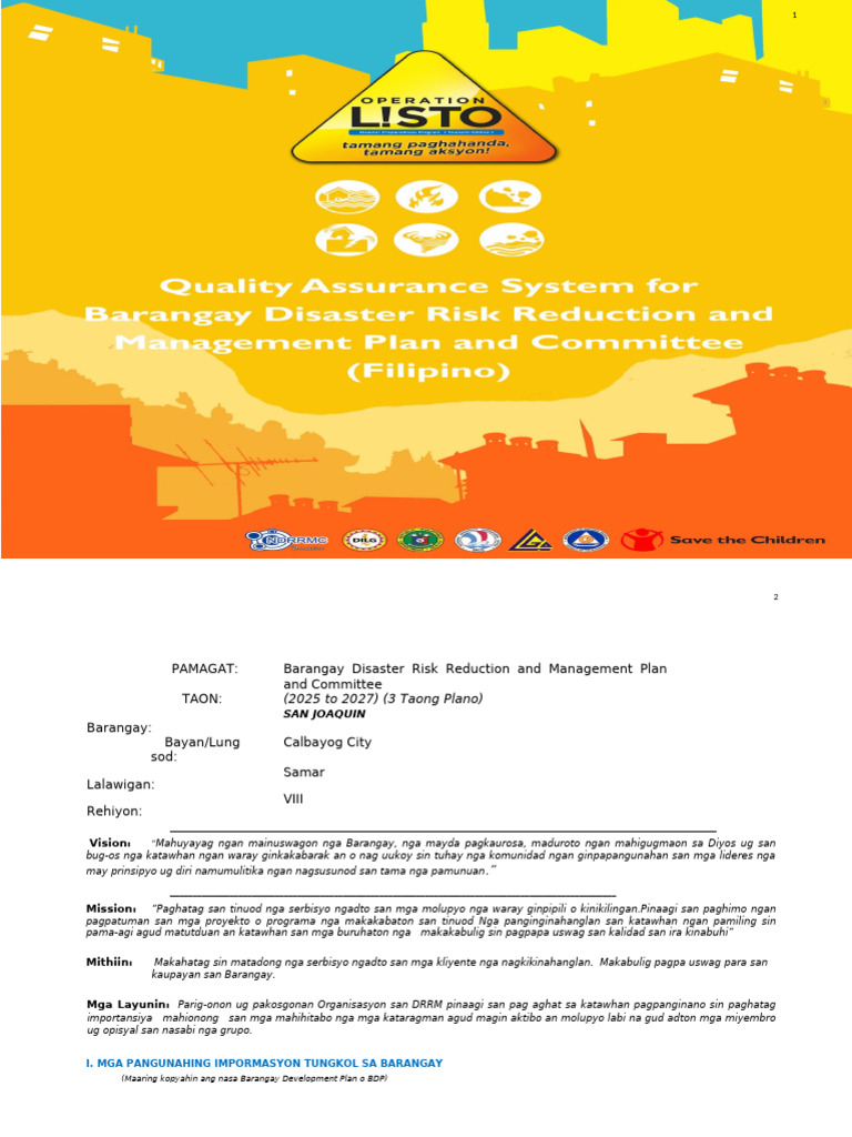 A Bdrrm Plan Template Filipino | PDF