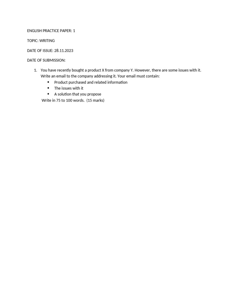 English Practice Paper 1 | PDF