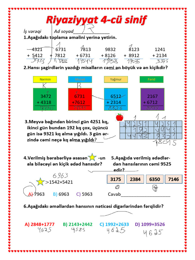 Riyaziyyat 4-Cü Sinif M.Turanə | PDF