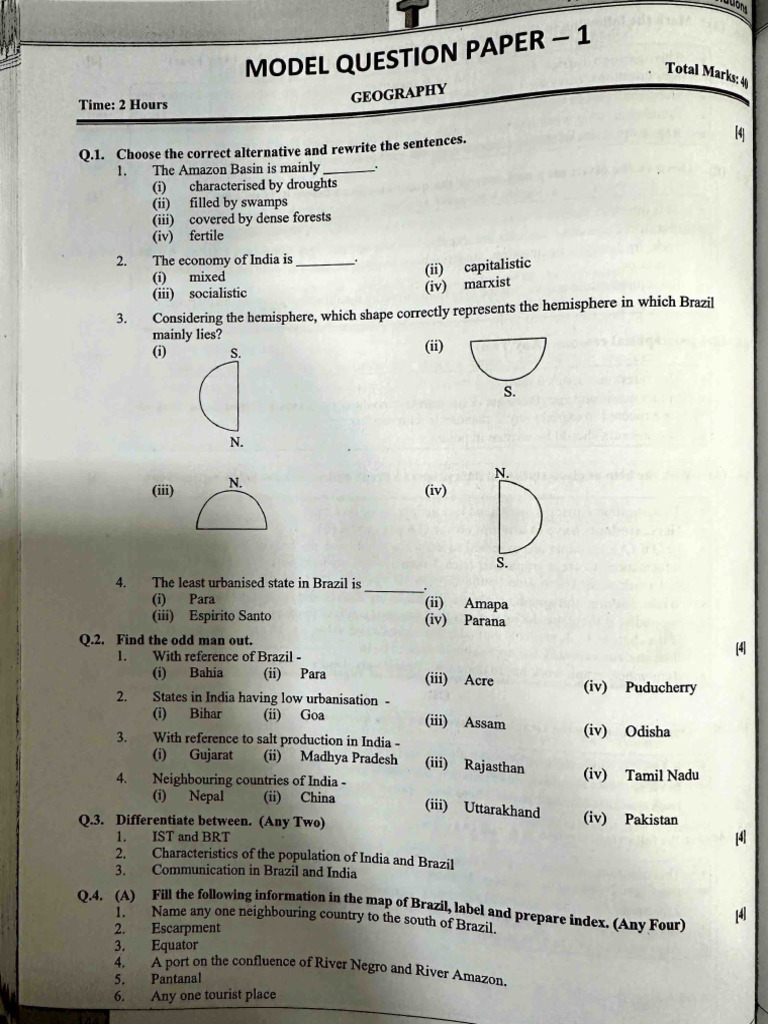 Geography Question Paper | PDF