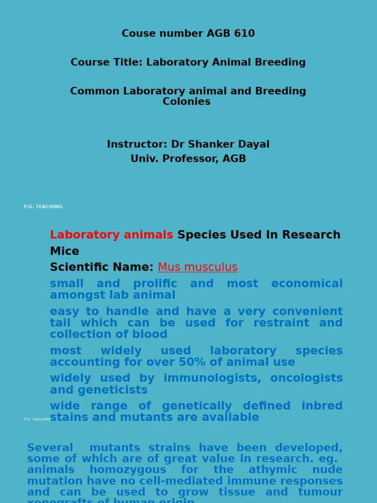 Common Lab Animal and Breeding Colonies-1 | PDF | Reproduction