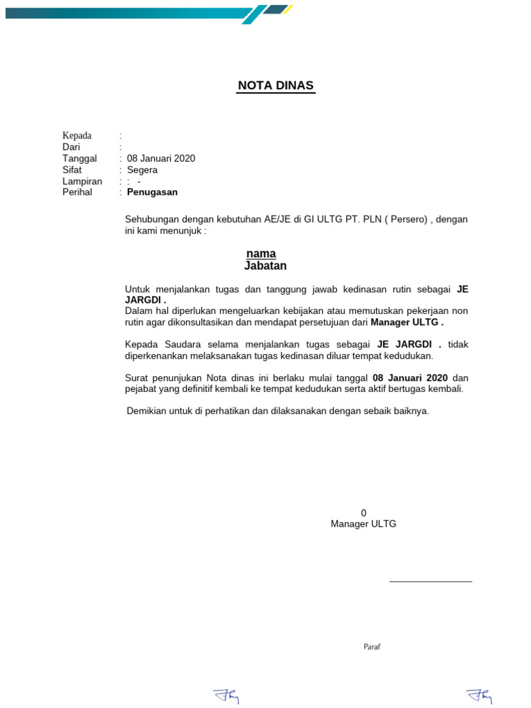 Contoh Nota Dinas | PDF