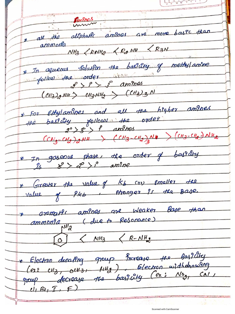 amines important question and notes | PDF