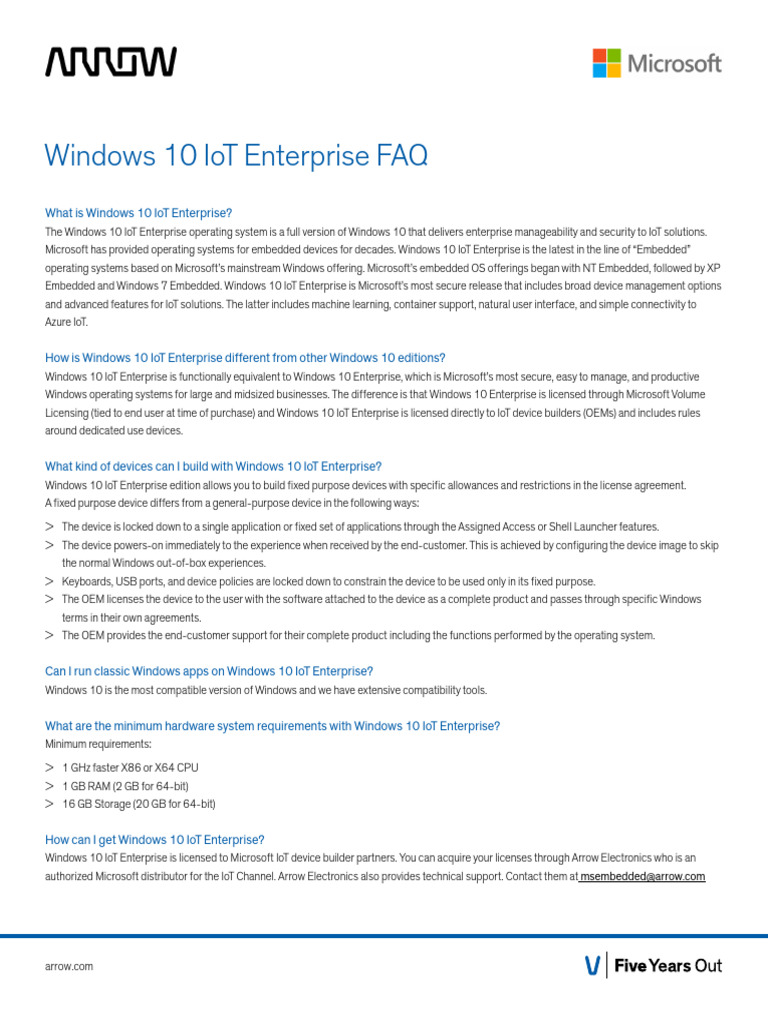 Windows 10 IoT Enterprise Overview | PDF | Windows 10 | Microsoft Windows