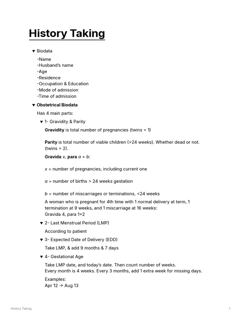 History Gynae & Obs v1 | PDF | Health Sciences | Childbirth
