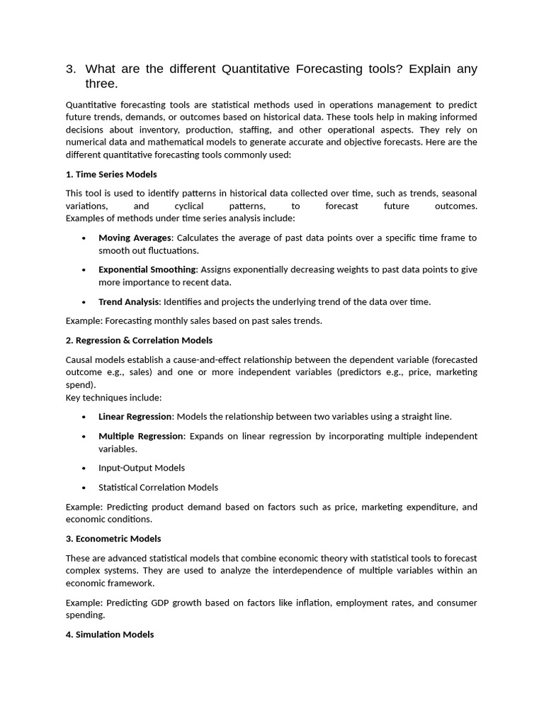 XIBMS Operations - Management - Answers | PDF | Forecasting | Regression Analysis