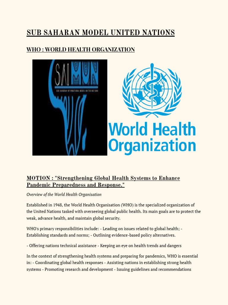 Who Background Guide | PDF | Health Care | World Health Organization