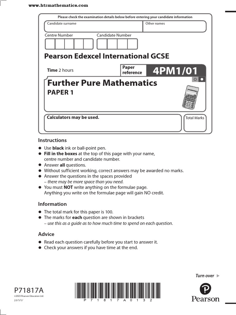 International GCSE Further Pure Maths Paper | PDF | Area | Geometry