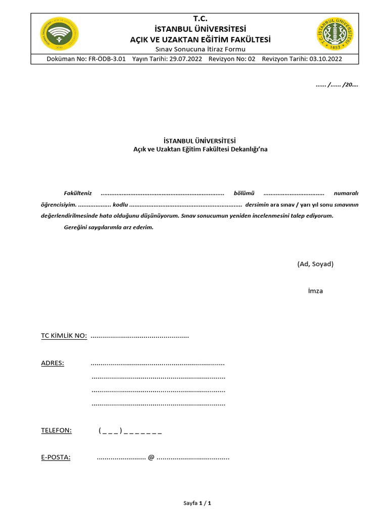 fr-odb-3.01-sinav-sonucuna-itiraz-formu | PDF
