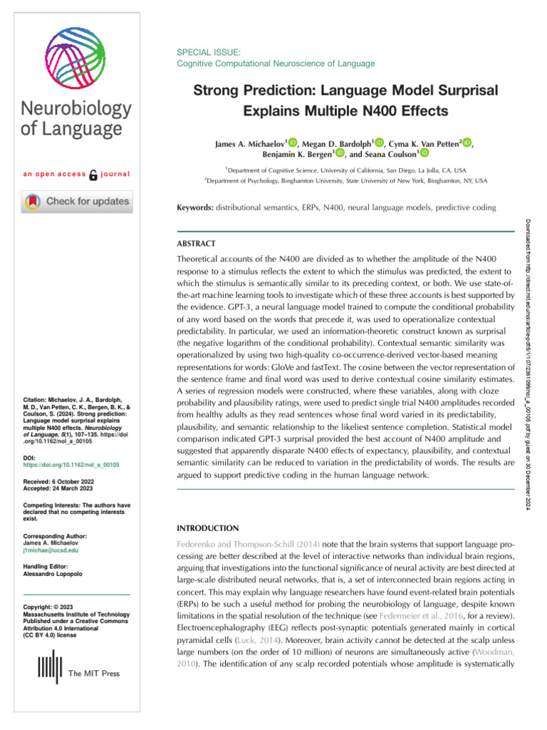 Language Model Surprisal | PDF | Neuroscience | Cognitive Science