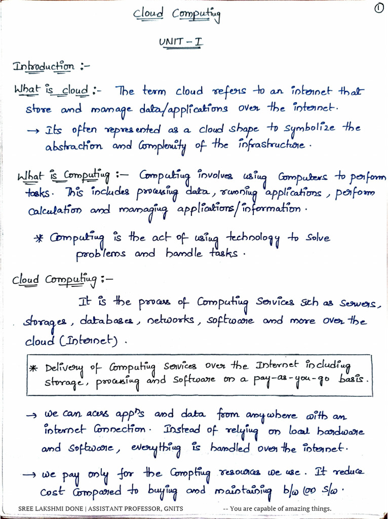 CC-UNIT-1 | PDF | Cloud Computing | Software As A Service