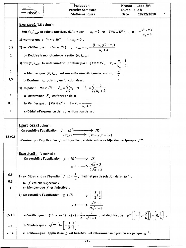 Gsa 1bac 1819 s1 c3 SM Maths | PDF