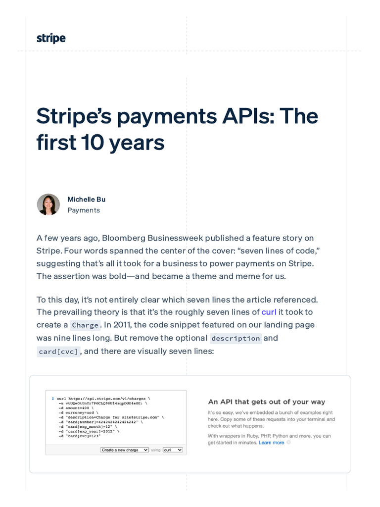 Stripe Payments APIs the First 10 Years 1724123913 | PDF | Debit Card ...