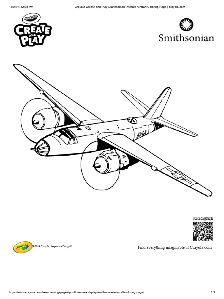 Crayola Create and Play Smithsonian Institute Aircraft Coloring Page | PDF
