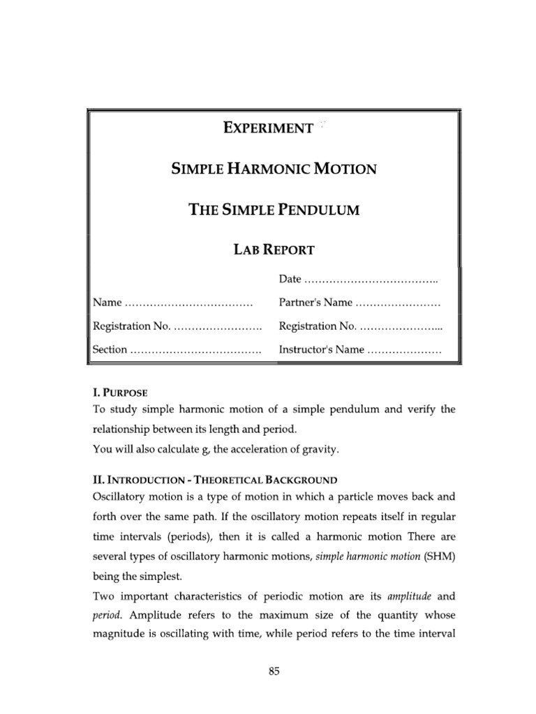 Experiment (5) - The Simple Pendulum | PDF