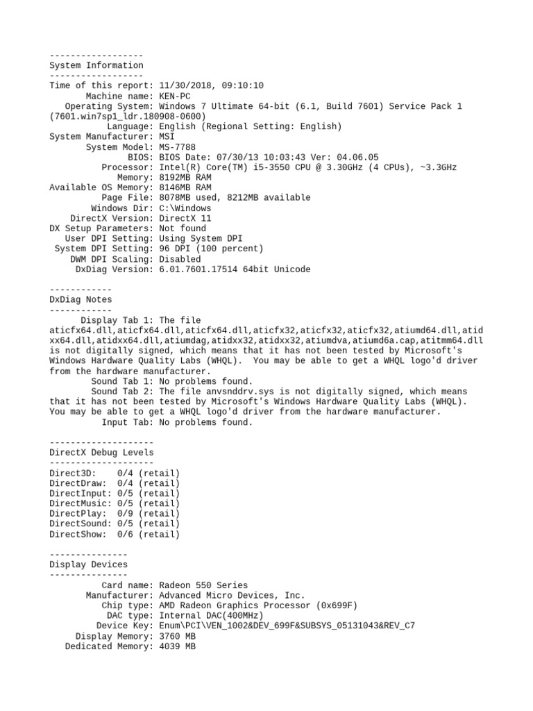 DxDiag | PDF | Device Driver | Codec