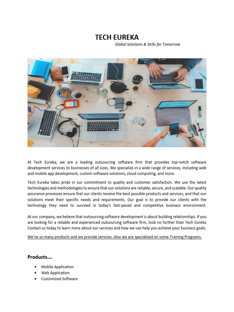 Tech Eureka Profile - 1 | PDF | Mobile App | Software