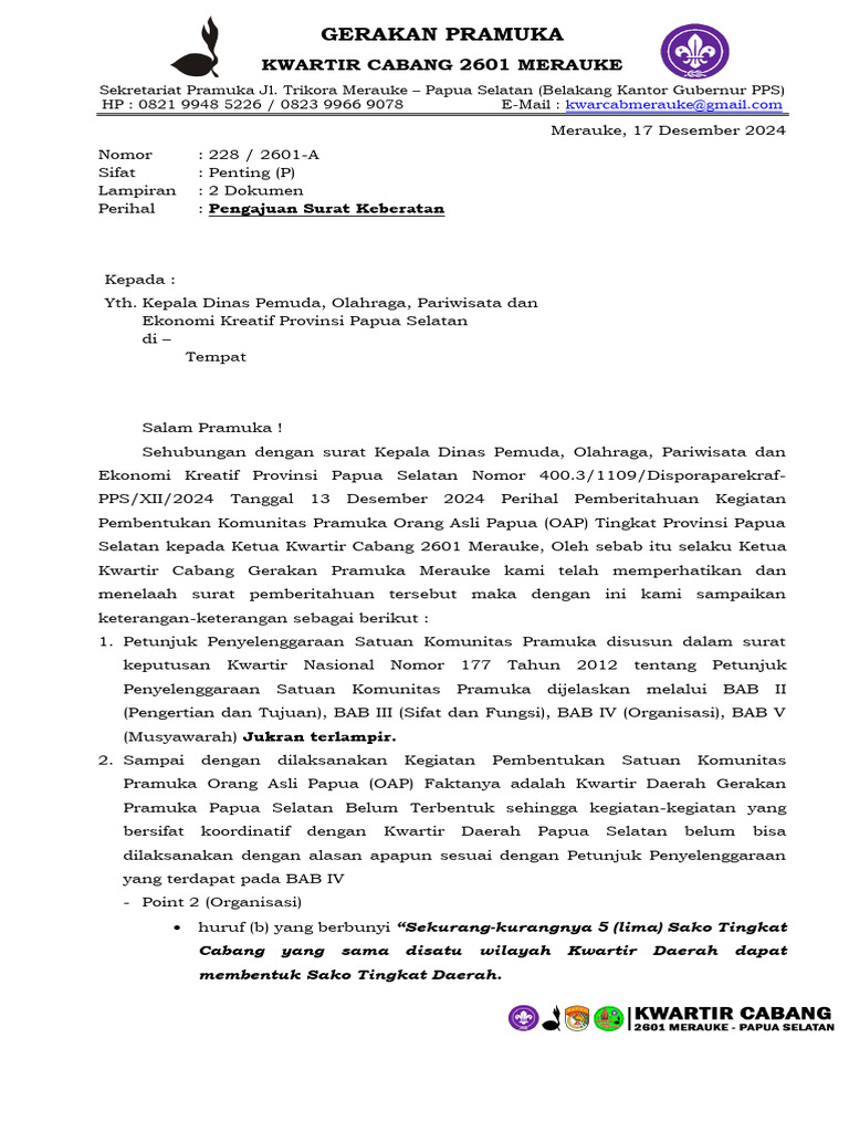 SURAT PROTES PEMBENTUKAN SAKO-1 | PDF