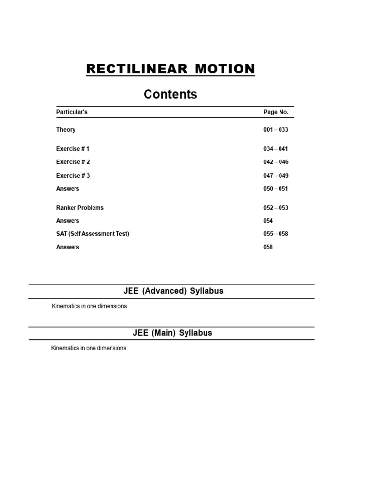 Rectilinear Motion | PDF | Acceleration | Velocity