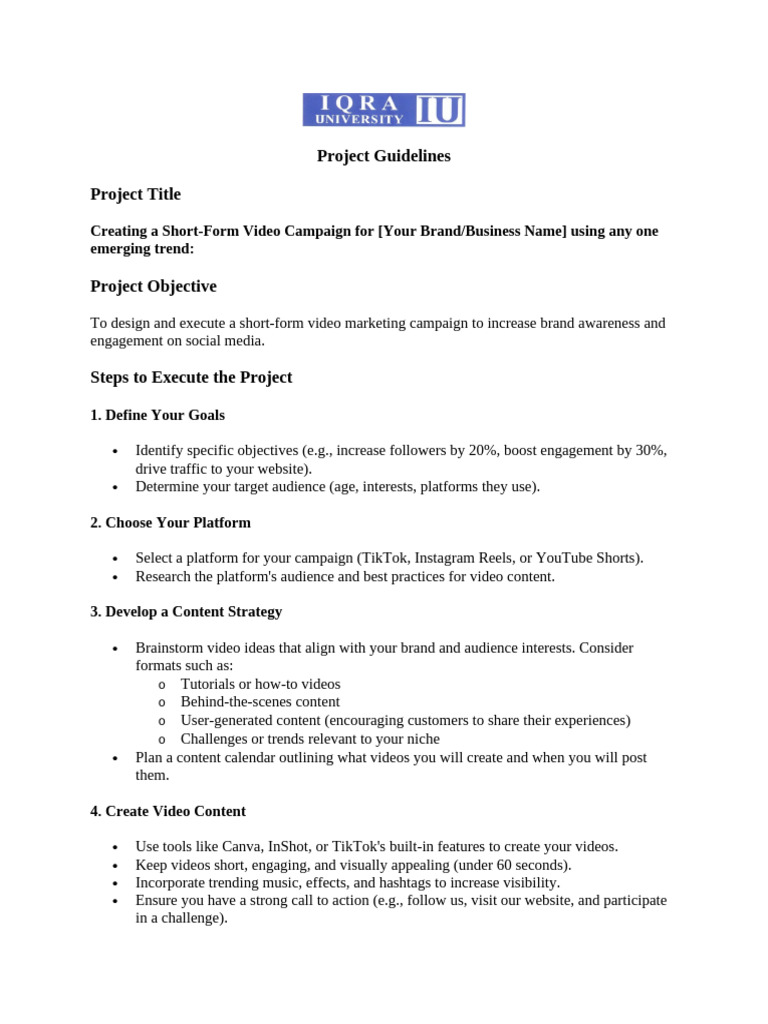 Project Guidelines (1) | PDF | Brand | Social Media