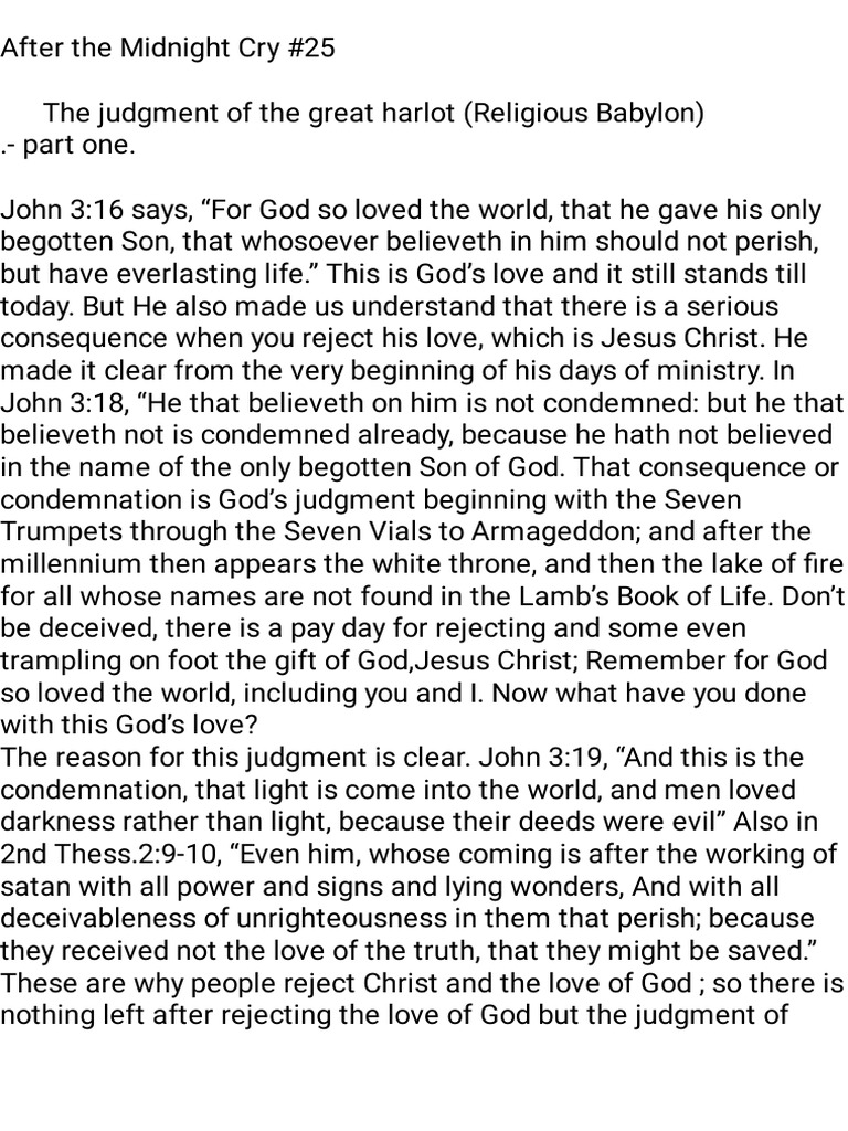 Judgement of the Great Harlot (Neal Frisby) | PDF | Jesus | Satan