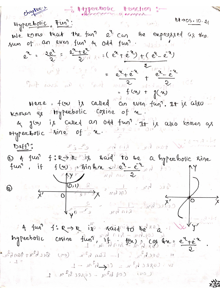 Hyperbolic Function Pdf