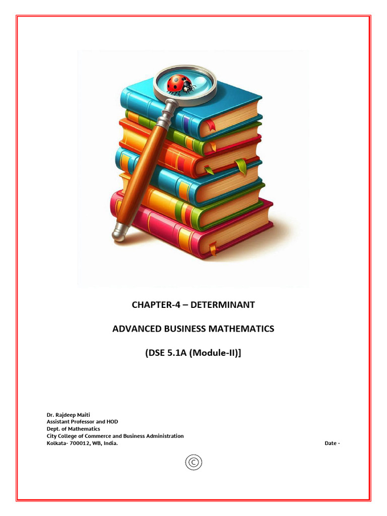 Chapter 4 Determinant Pdf Matrix Mathematics Determinant