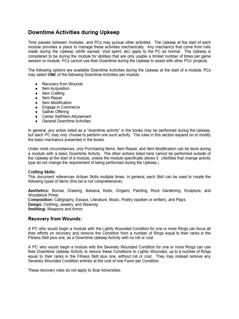 Downtime Activities for Module Upkeep | PDF