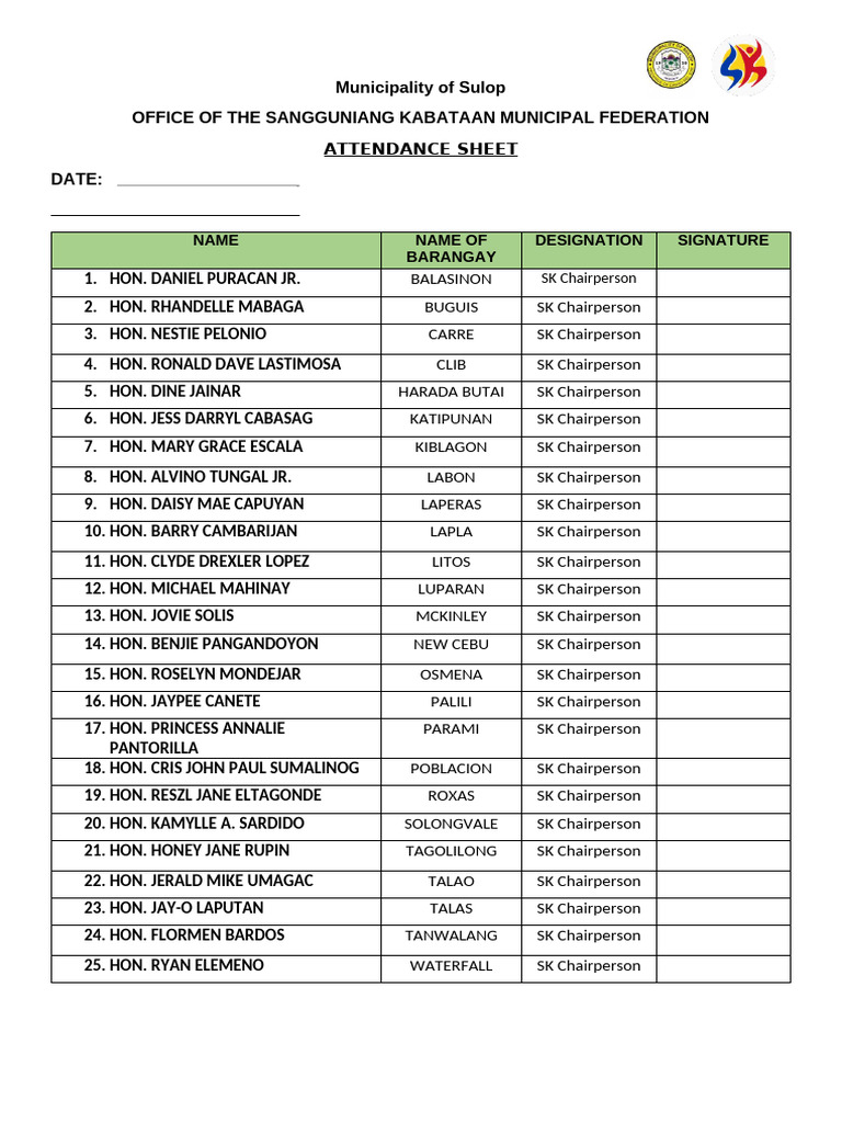 Skmf Attendace Sheet | PDF