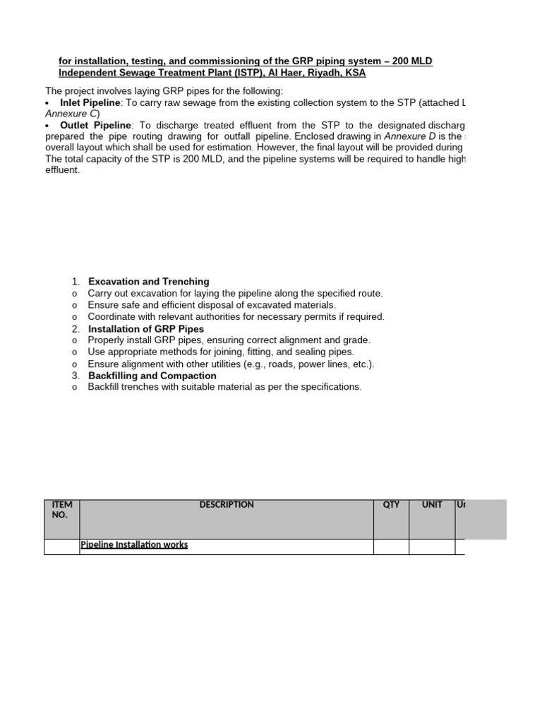 RFP - GRP Pipe Laying Works (AL Haer) - 241223 - 165316 | PDF | Pipe ...