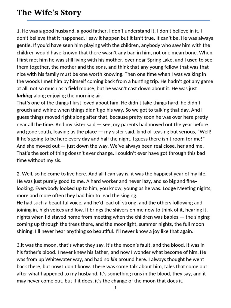 The Wife' Story | PDF