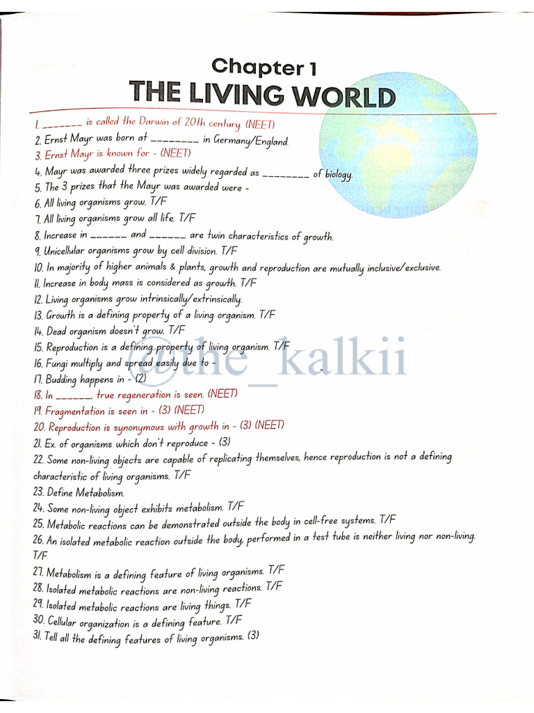 Ch 1 Living World | PDF