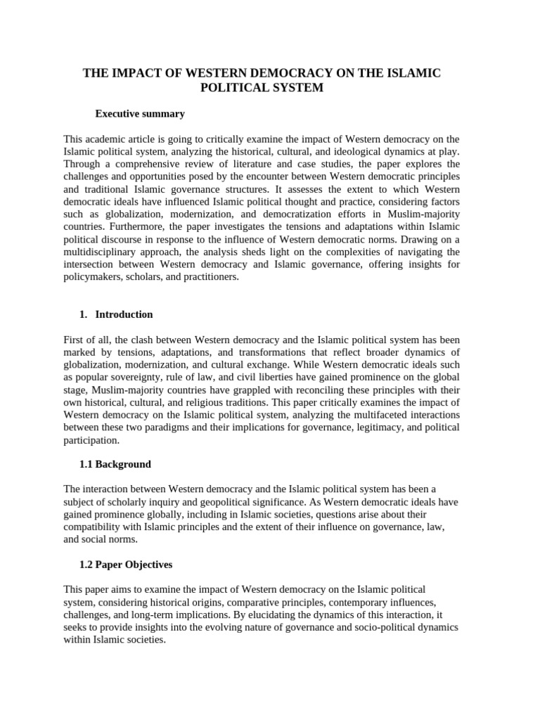 The Impact of Western Democracy On The Islamic Political System | PDF ...