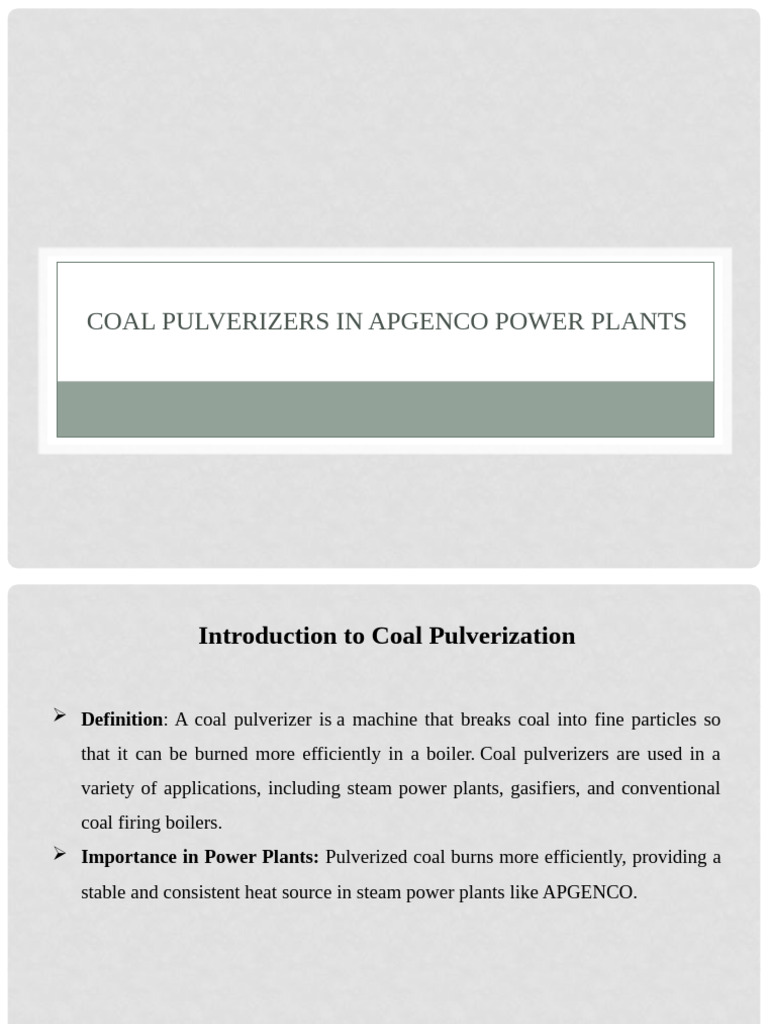 APGENCO Power Plant Coal Pulverizers | PDF