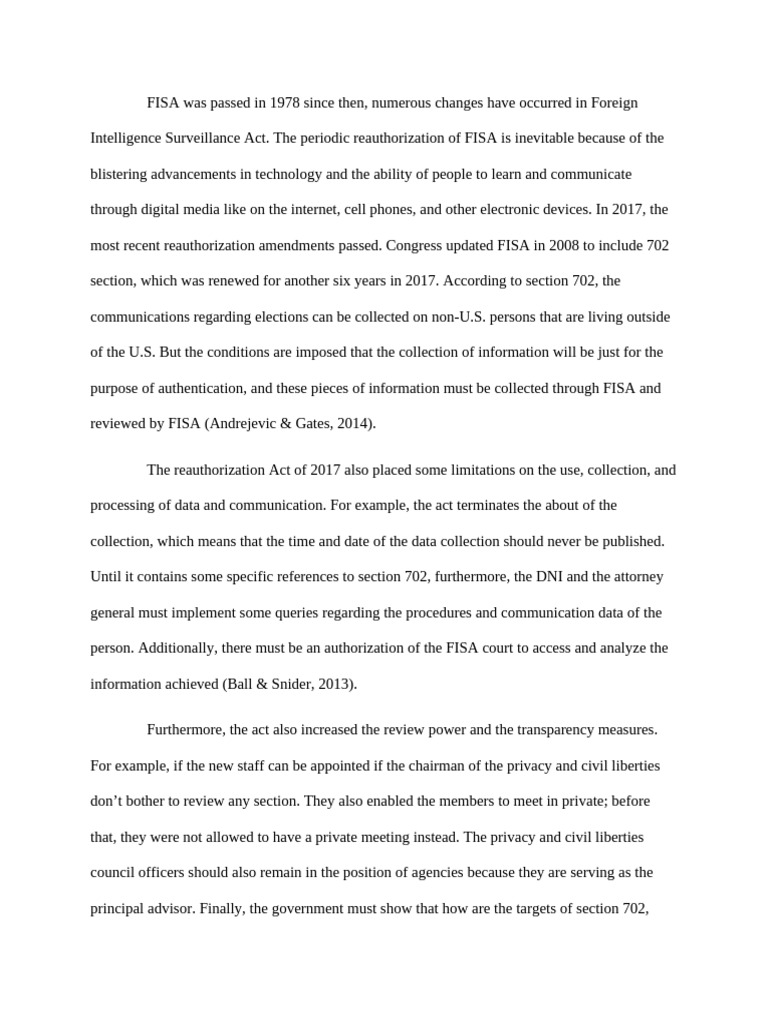 FISA Reauthorization: Key Changes 2017 | PDF | Foreign Intelligence ...
