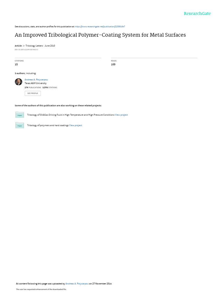 ZHANG - An Improved Tribological Polymer-Coating System | PDF | Wear ...