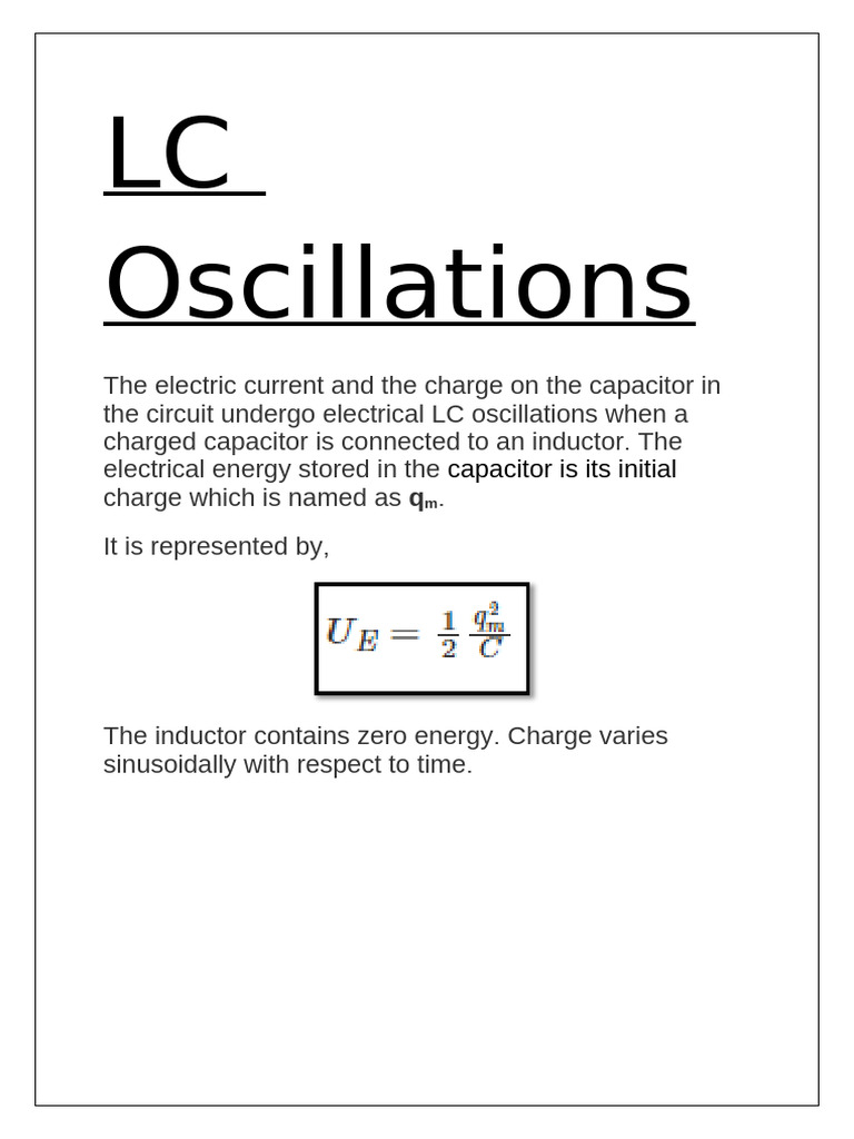 LC Oscillations | PDF | Inductor | Capacitor