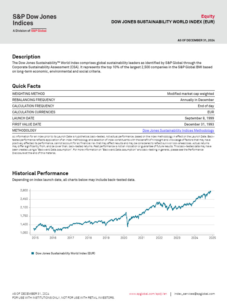 Fs Dow Jones Sustainability World Index Eur | PDF | Investment Fund ...