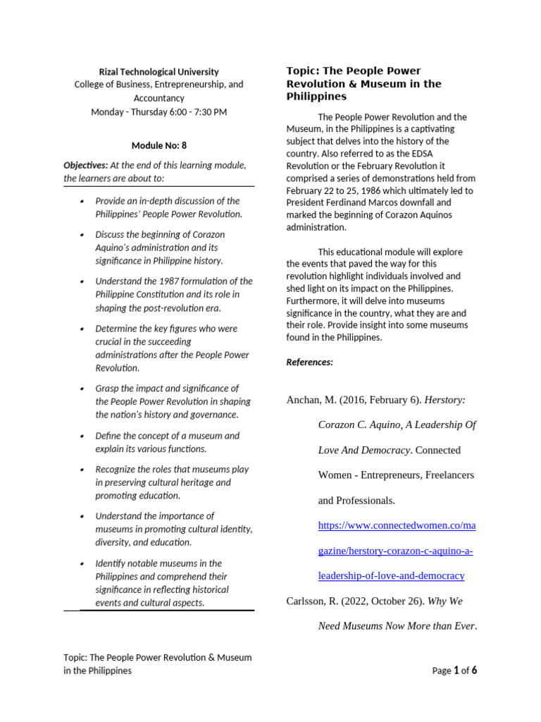Module-Format | PDF | Corazon Aquino | Benigno Aquino Iii